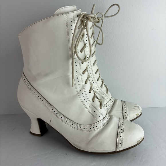 Ellie | Shoes | Ellie White Lace Up Boots Bridgerton Downton Abbey ...